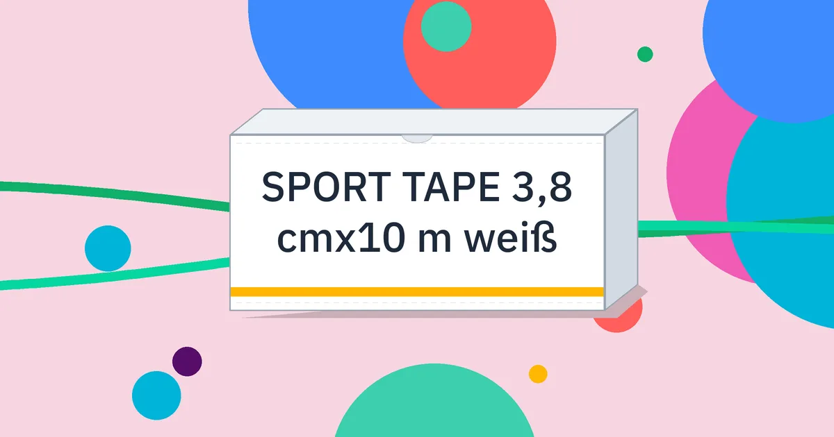 Symbolbild: Packung mit der Aufschrift SPORT TAPE 3,8 cmx10 m weiß (PZN 17184323) – Verfügbarkeit und Bezug in Apotheken in Frankfurt am Main