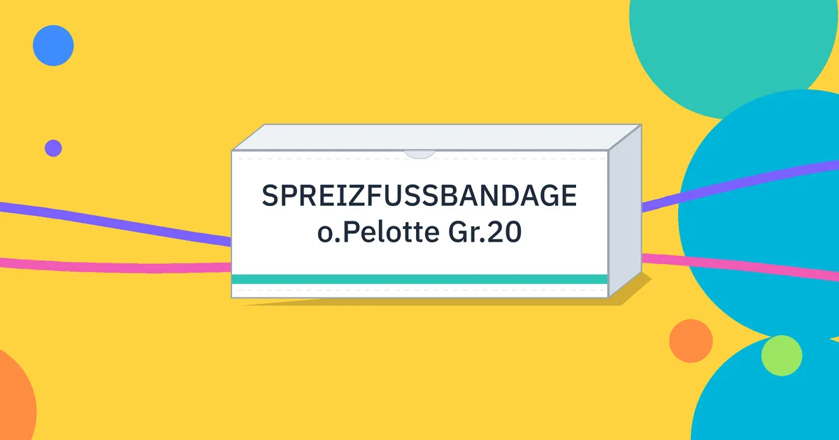Symbolbild: Packung mit der Aufschrift SPREIZFUSSBANDAGE o.Pelotte Gr.20 (PZN 04864045) – Verfügbarkeit und Bezug in Apotheken in Frankfurt am Main