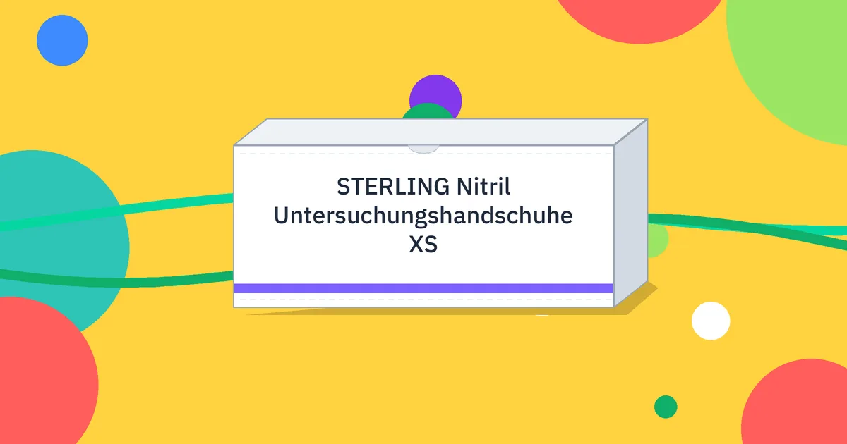 Symbolbild: Packung mit der Aufschrift STERLING Nitril Untersuchungshandschuhe XS (PZN 09230598) – Verfügbarkeit und Bezug in Apotheken in Frankfurt am Main