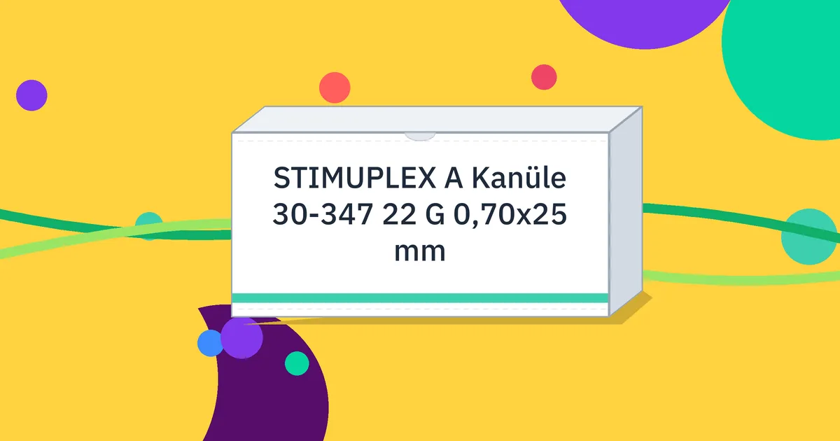 Symbolbild: Packung mit der Aufschrift STIMUPLEX A Kanüle 30-347 22 G 0,70x25 mm (PZN 06866338) – Verfügbarkeit und Bezug in Apotheken in Frankfurt am Main
