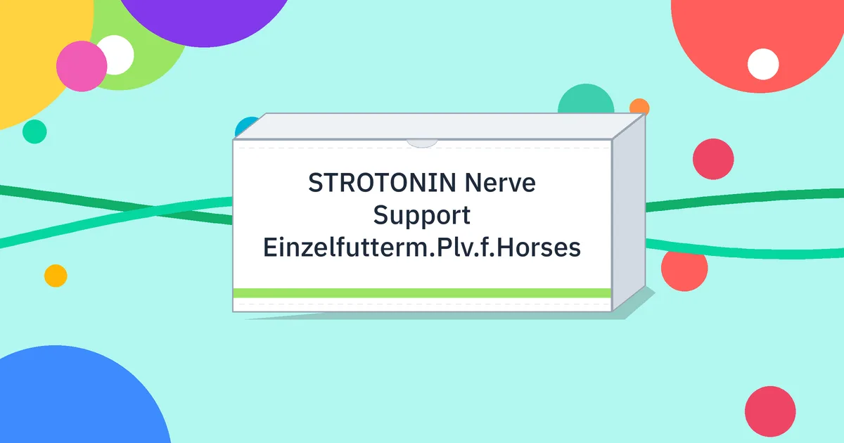 Symbolbild: Packung mit der Aufschrift STROTONIN Nerve Support Einzelfutterm.Plv.f.Horses (PZN 20580270) – Verfügbarkeit und Bezug in Apotheken in Frankfurt am Main