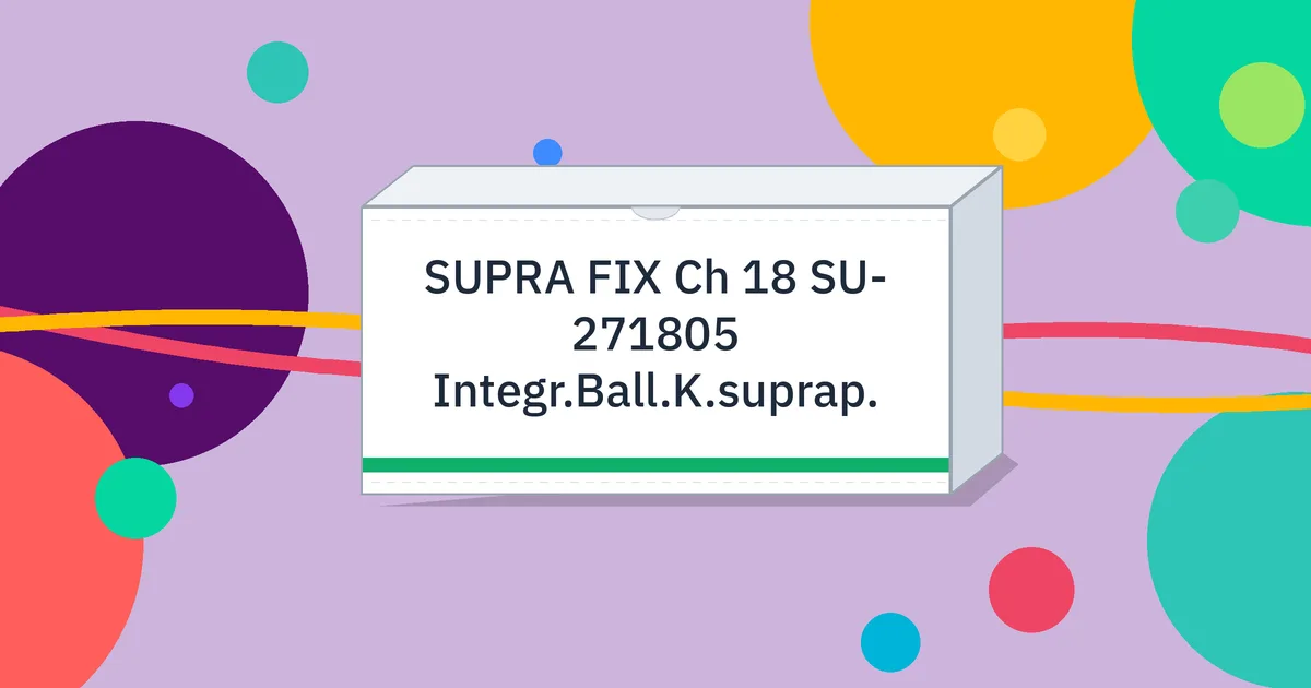 Symbolbild: Packung mit der Aufschrift SUPRA FIX Ch 18 SU-271805 Integr.Ball.K.suprap. (PZN 07215235) – Verfügbarkeit und Bezug in Apotheken in Frankfurt am Main