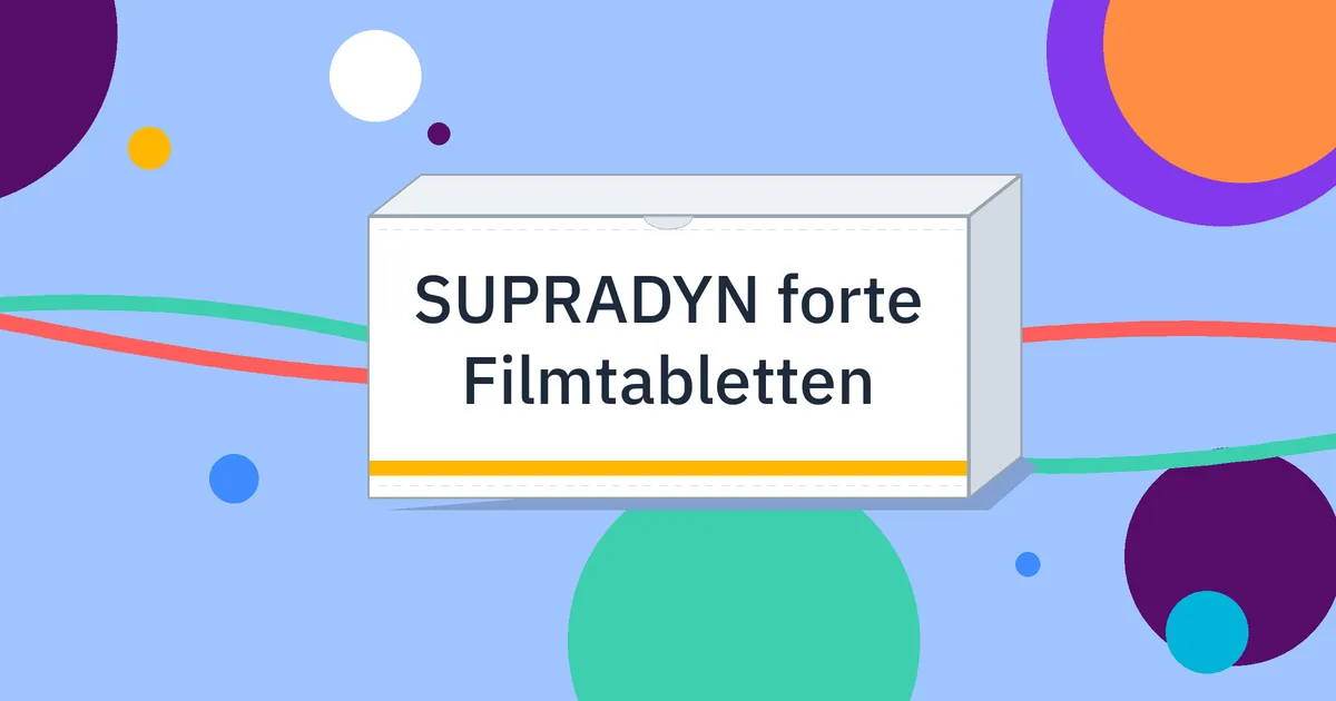 Symbolbild: Packung mit der Aufschrift SUPRADYN forte Filmtabletten (PZN 16571779) – Verfügbarkeit und Bezug in Apotheken in Frankfurt am Main