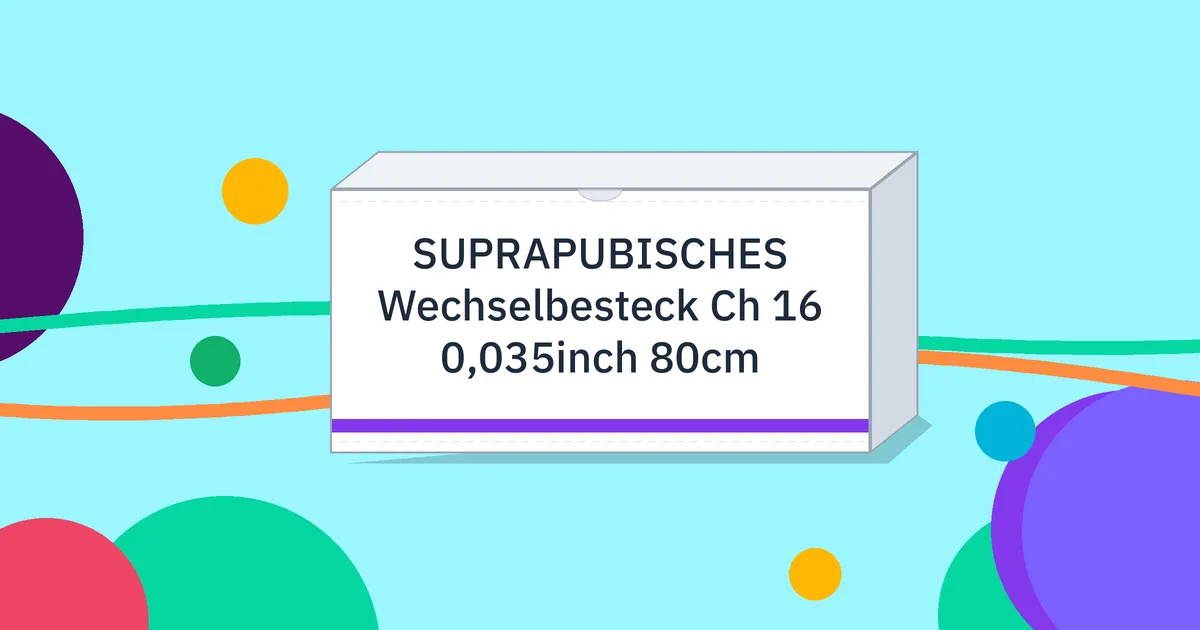 Symbolbild: Packung mit der Aufschrift SUPRAPUBISCHES Wechselbesteck Ch 16 0,035inch 80cm (PZN 16506380) – Verfügbarkeit und Bezug in Apotheken in Frankfurt am Main