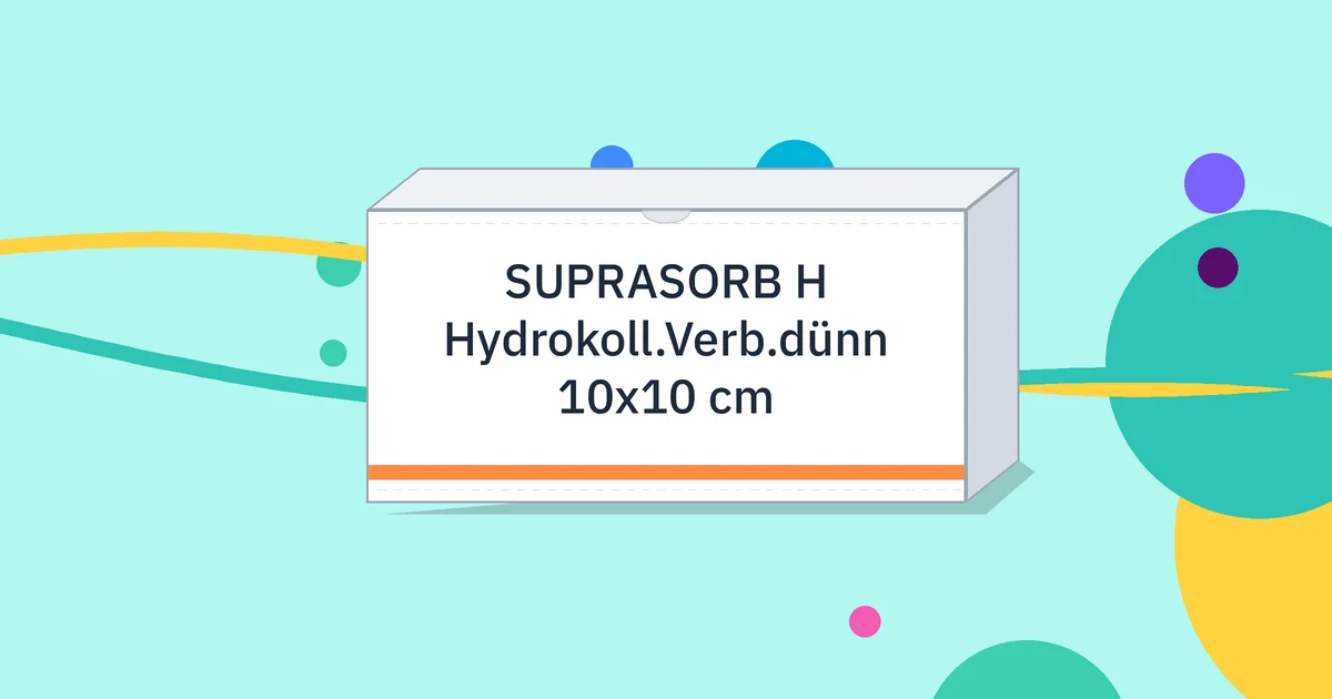 Symbolbild: Packung mit der Aufschrift SUPRASORB H Hydrokoll.Verb.dünn 10x10 cm (PZN 01728169) – Verfügbarkeit und Bezug in Apotheken in Frankfurt am Main