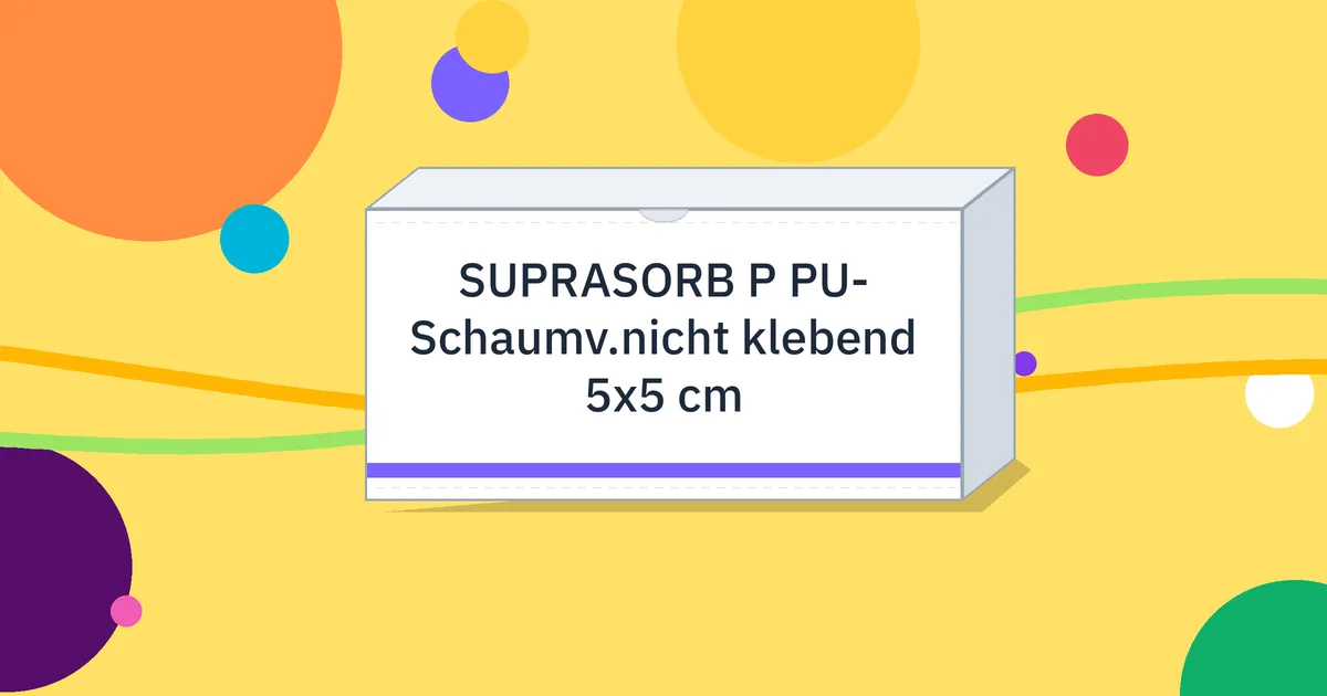 Symbolbild: Packung mit der Aufschrift SUPRASORB P PU-Schaumv.nicht klebend 5x5 cm (PZN 19704040) – Verfügbarkeit und Bezug in Apotheken in Frankfurt am Main