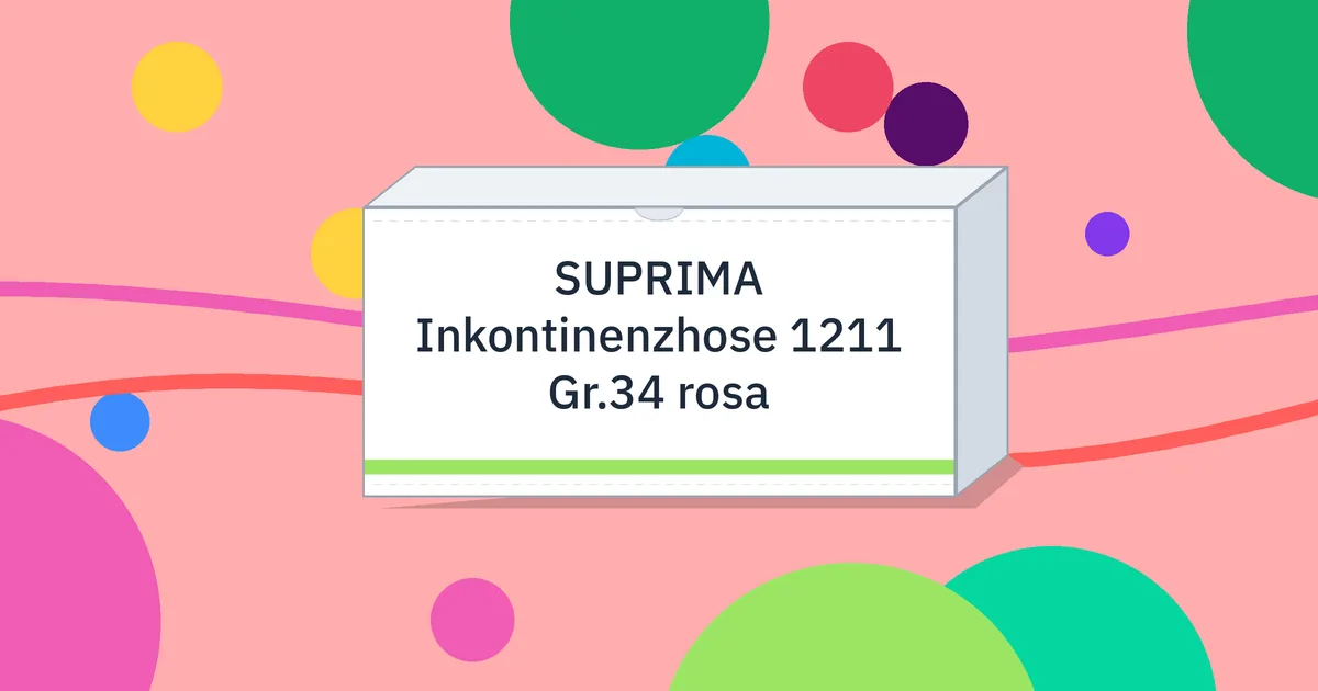 Symbolbild: Packung mit der Aufschrift SUPRIMA Inkontinenzhose 1211 Gr.34 rosa (PZN 03022290) – Verfügbarkeit und Bezug in Apotheken in Frankfurt am Main