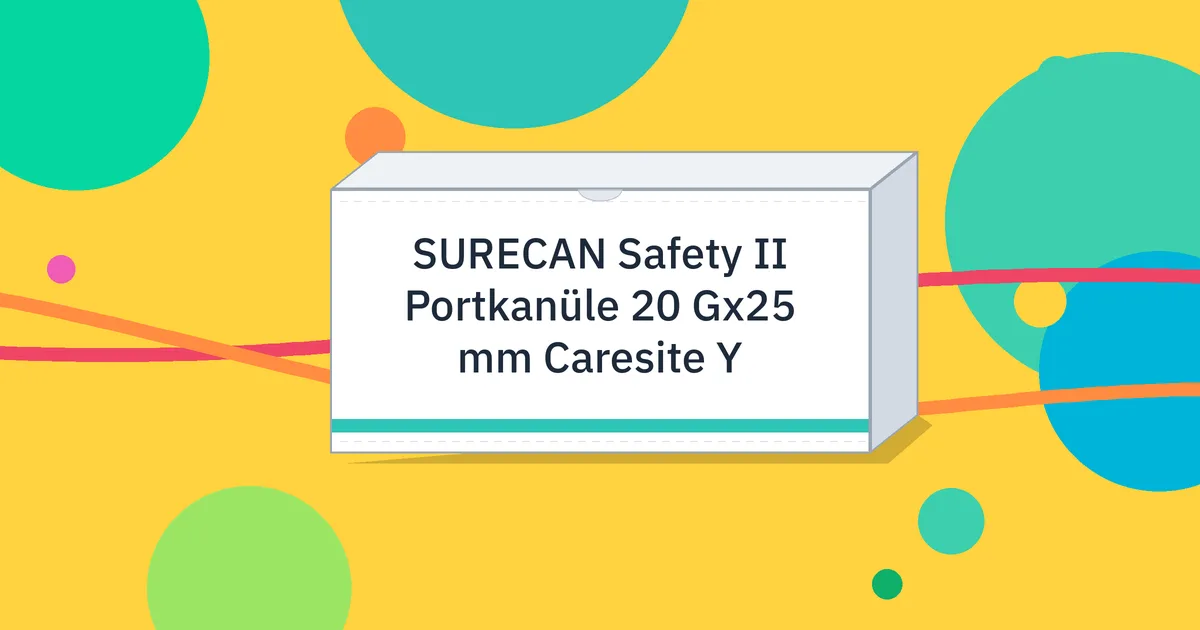 Symbolbild: Packung mit der Aufschrift SURECAN Safety II Portkanüle 20 Gx25 mm Caresite Y (PZN 12647563) – Verfügbarkeit und Bezug in Apotheken in Frankfurt am Main