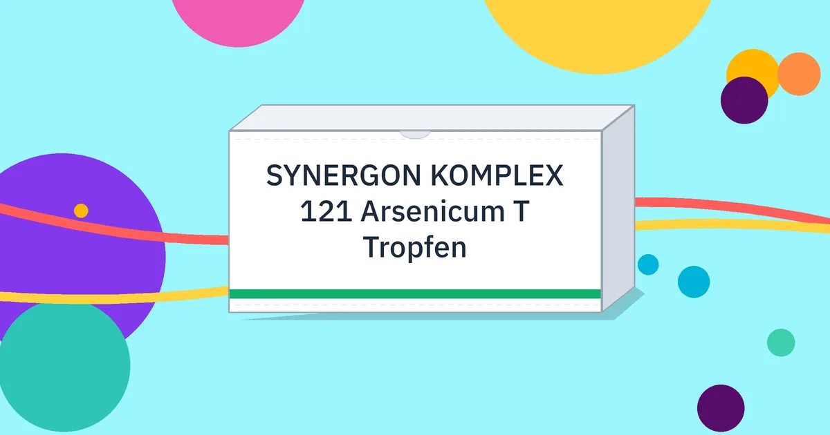 Symbolbild: Packung mit der Aufschrift SYNERGON KOMPLEX 121 Arsenicum T Tropfen (PZN 19226913) – Verfügbarkeit und Bezug in Apotheken in Frankfurt am Main