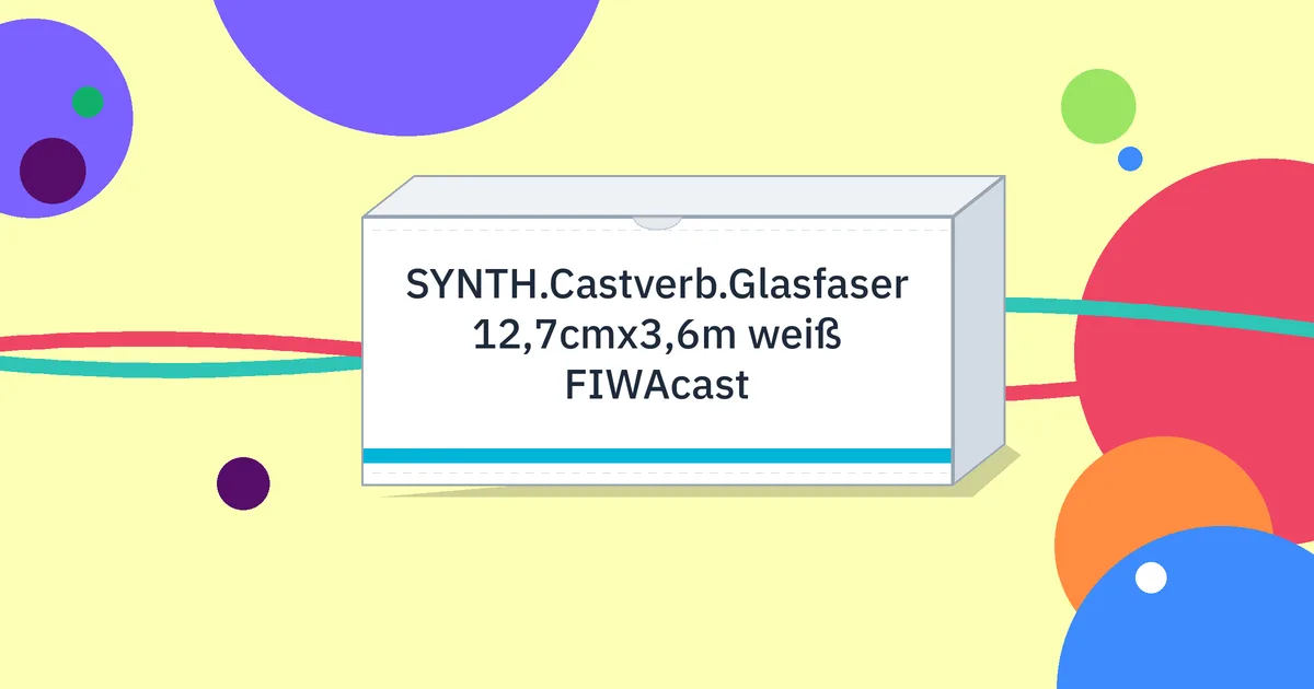 Symbolbild: Packung mit der Aufschrift SYNTH.Castverb.Glasfaser 12,7cmx3,6m weiß FIWAcast (PZN 12393051) – Verfügbarkeit und Bezug in Apotheken in Frankfurt am Main