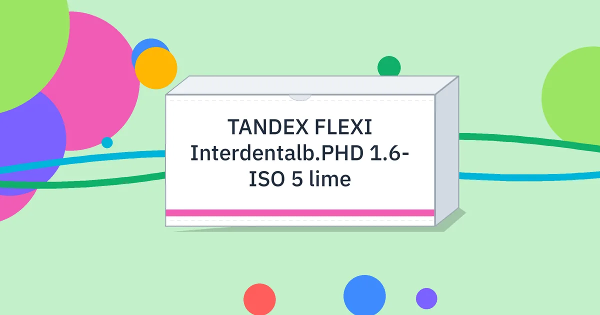 Symbolbild: Packung mit der Aufschrift TANDEX FLEXI Interdentalb.PHD 1.6-ISO 5 lime (PZN 16498953) – Verfügbarkeit und Bezug in Apotheken in Frankfurt am Main