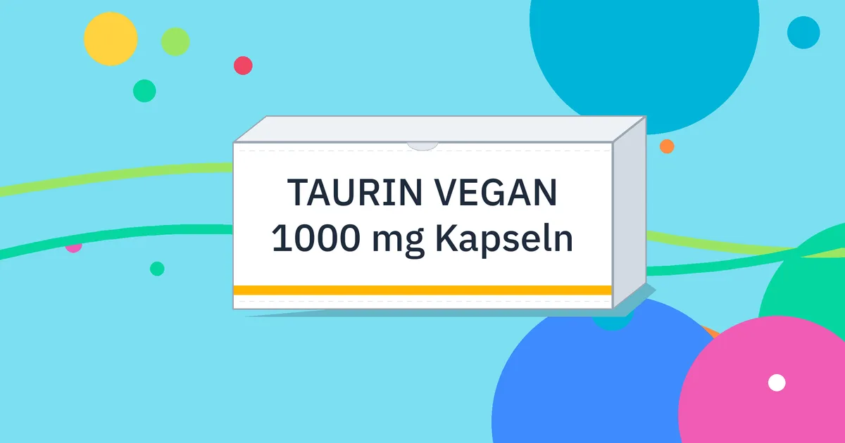 Symbolbild: Packung mit der Aufschrift TAURIN VEGAN 1000 mg Kapseln (PZN 19145267) – Verfügbarkeit und Bezug in Apotheken in Frankfurt am Main