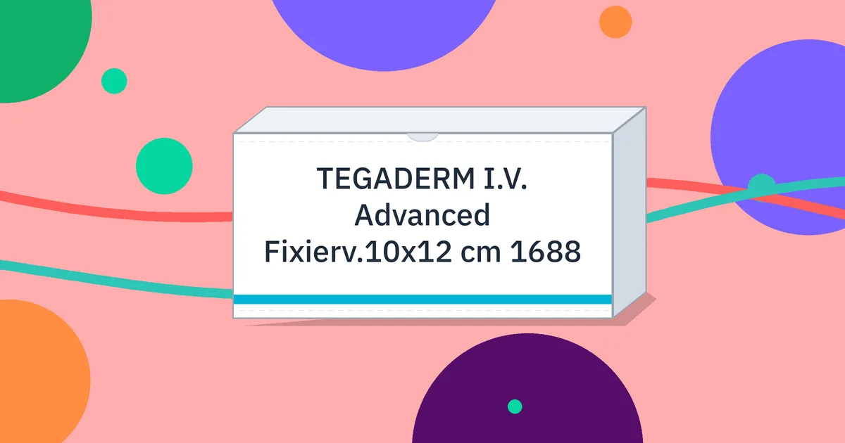 Symbolbild: Packung mit der Aufschrift TEGADERM I.V. Advanced Fixierv.10x12 cm 1688 (PZN 05350041) – Verfügbarkeit und Bezug in Apotheken in Frankfurt am Main