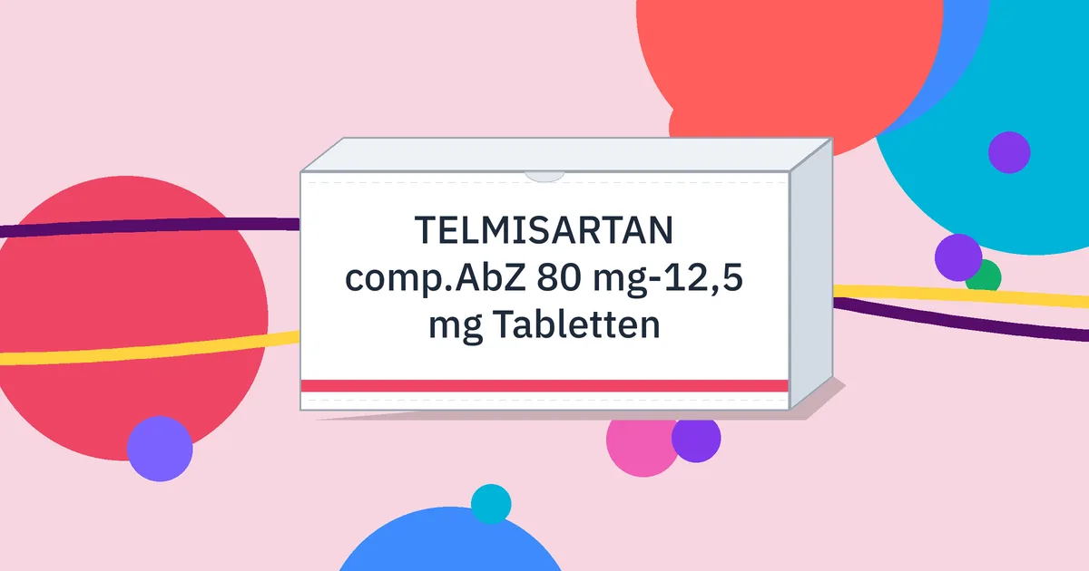Symbolbild: Packung mit der Aufschrift TELMISARTAN comp.AbZ 80 mg-12,5 mg Tabletten (PZN 10250689) – Verfügbarkeit und Bezug in Apotheken in Frankfurt am Main