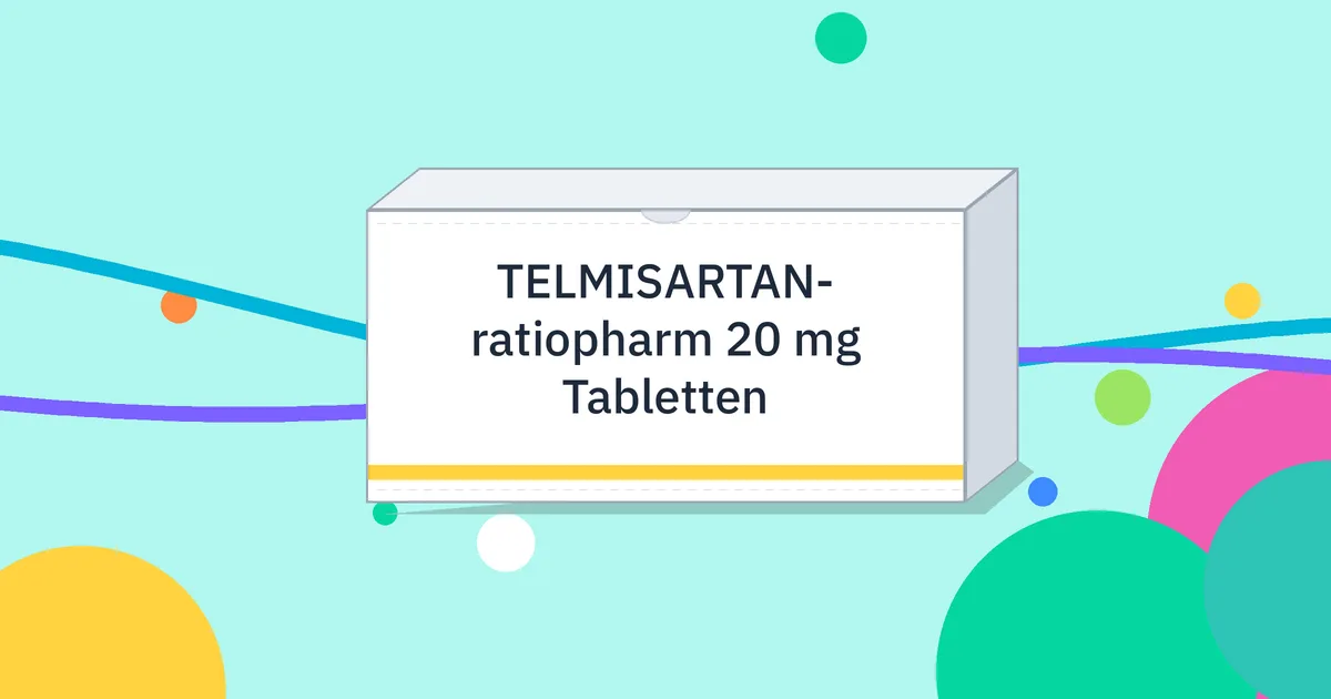 Symbolbild: Packung mit der Aufschrift TELMISARTAN-ratiopharm 20 mg Tabletten (PZN 02709837) – Verfügbarkeit und Bezug in Apotheken in Frankfurt am Main