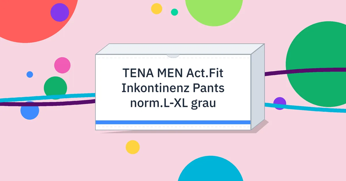 Symbolbild: Packung mit der Aufschrift TENA MEN Act.Fit Inkontinenz Pants norm.L-XL grau (PZN 17981686) – Verfügbarkeit und Bezug in Apotheken in Frankfurt am Main