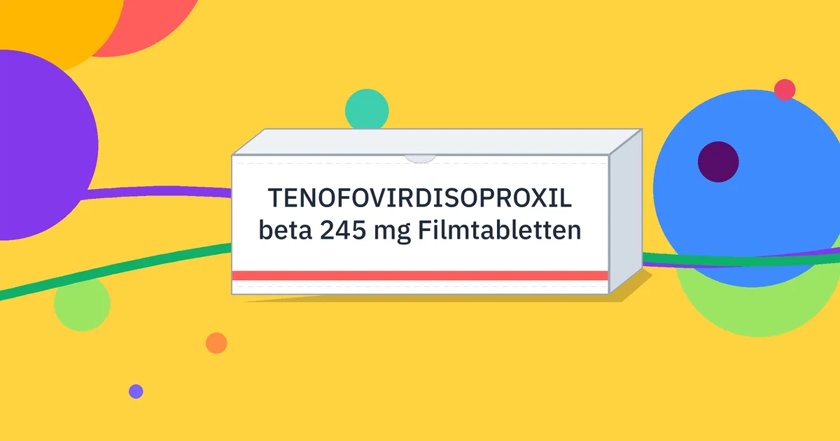Symbolbild: Packung mit der Aufschrift TENOFOVIRDISOPROXIL beta 245 mg Filmtabletten (PZN 12398114) – Verfügbarkeit und Bezug in Apotheken in Frankfurt am Main
