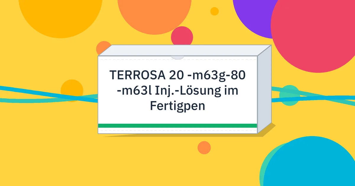 Symbolbild: Packung mit der Aufschrift TERROSA 20 -m63g-80 -m63l Inj.-Lösung im Fertigpen (PZN 20109006) – Verfügbarkeit und Bezug in Apotheken in Frankfurt am Main