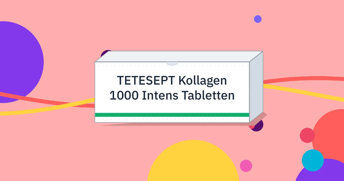 Symbolbild: Packung mit der Aufschrift TETESEPT Kollagen 1000 Intens Tabletten (PZN 17841212) – Verfügbarkeit und Bezug in Apotheken in Frankfurt am Main