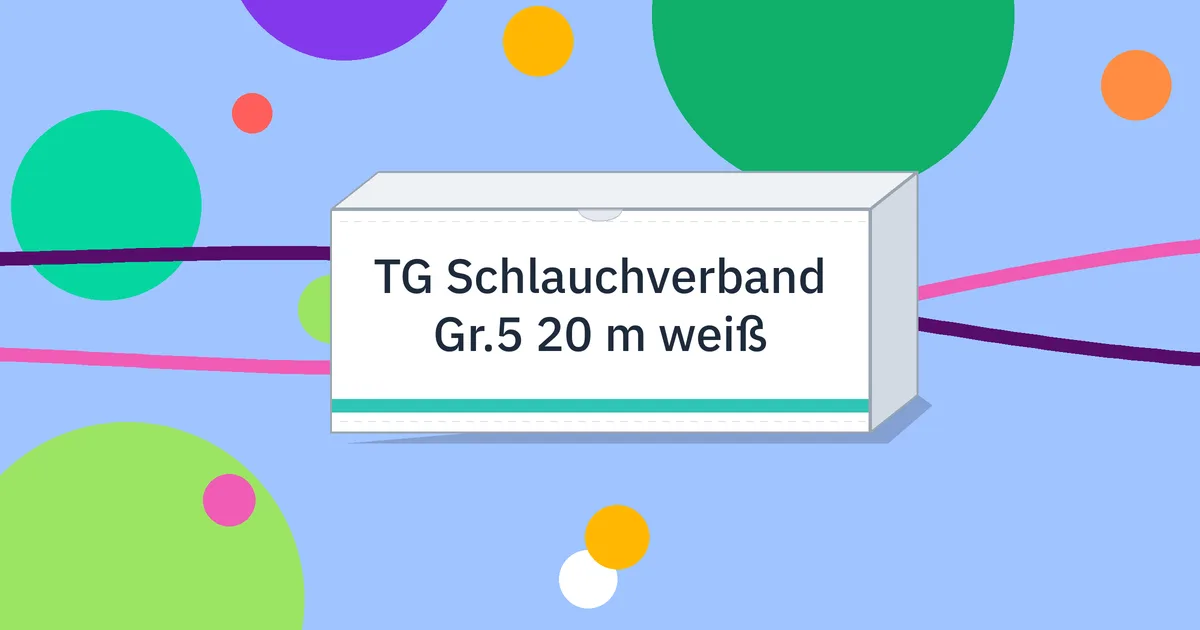Symbolbild: Packung mit der Aufschrift TG Schlauchverband Gr.5 20 m weiß (PZN 17917754) – Verfügbarkeit und Bezug in Apotheken in Frankfurt am Main