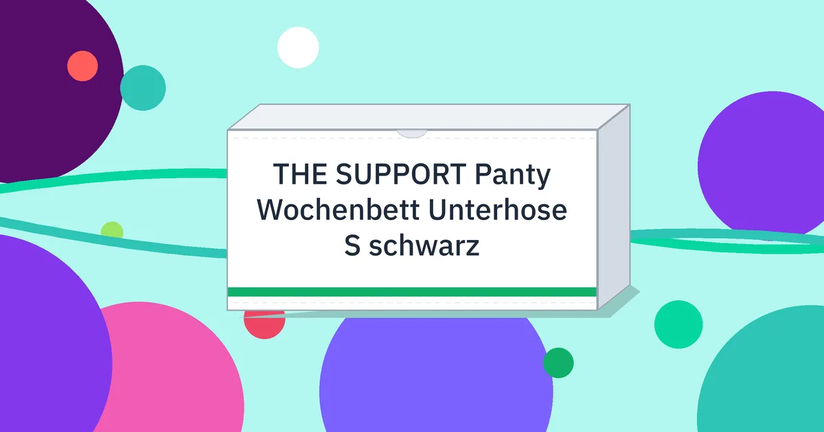 Symbolbild: Packung mit der Aufschrift THE SUPPORT Panty Wochenbett Unterhose S schwarz (PZN 19706211) – Verfügbarkeit und Bezug in Apotheken in Frankfurt am Main