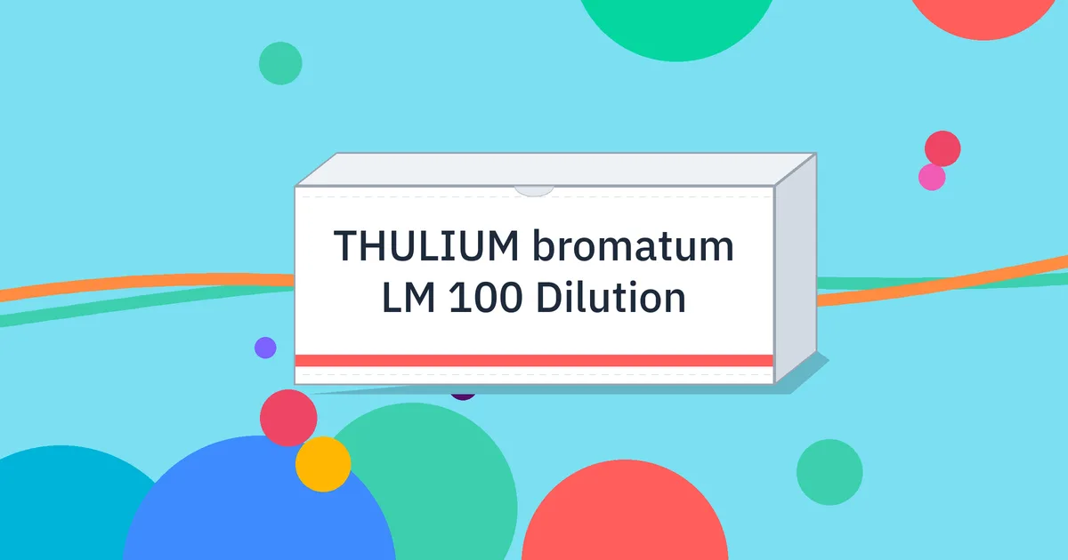 Symbolbild: Packung mit der Aufschrift THULIUM bromatum LM 100 Dilution (PZN 13691477) – Verfügbarkeit und Bezug in Apotheken in Frankfurt am Main