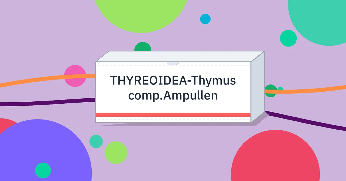 Symbolbild: Packung mit der Aufschrift THYREOIDEA-Thymus comp.Ampullen (PZN 01752311) – Verfügbarkeit und Bezug in Apotheken in Frankfurt am Main