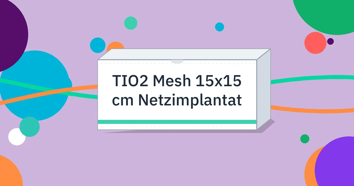 Symbolbild: Packung mit der Aufschrift TIO2 Mesh 15x15 cm Netzimplantat (PZN 19169670) – Verfügbarkeit und Bezug in Apotheken in Frankfurt am Main
