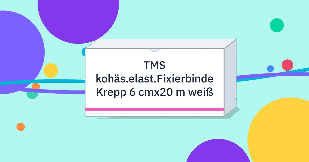 Symbolbild: Packung mit der Aufschrift TMS kohäs.elast.Fixierbinde Krepp 6 cmx20 m weiß (PZN 18316382) – Verfügbarkeit und Bezug in Apotheken in Frankfurt am Main