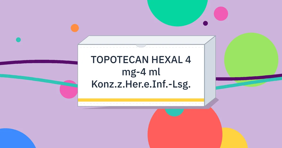 Symbolbild: Packung mit der Aufschrift TOPOTECAN HEXAL 4 mg-4 ml Konz.z.Her.e.Inf.-Lsg. (PZN 09219036) – Verfügbarkeit und Bezug in Apotheken in Frankfurt am Main