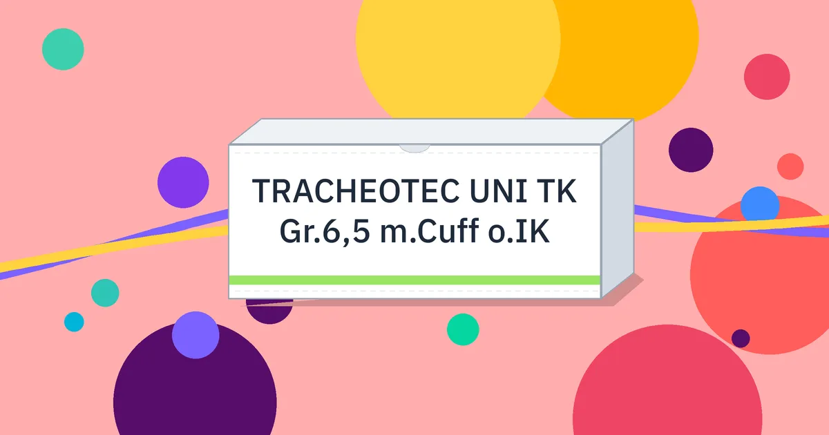 Symbolbild: Packung mit der Aufschrift TRACHEOTEC UNI TK Gr.6,5 m.Cuff o.IK (PZN 02486490) – Verfügbarkeit und Bezug in Apotheken in Frankfurt am Main