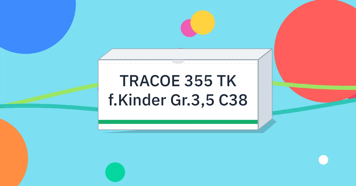 Symbolbild: Packung mit der Aufschrift TRACOE 355 TK f.Kinder Gr.3,5 C38 (PZN 11644031) – Verfügbarkeit und Bezug in Apotheken in Frankfurt am Main