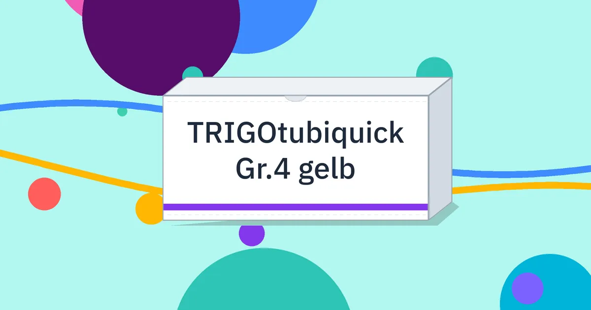 Symbolbild: Packung mit der Aufschrift TRIGOtubiquick Gr.4 gelb (PZN 20343015) – Verfügbarkeit und Bezug in Apotheken in Frankfurt am Main