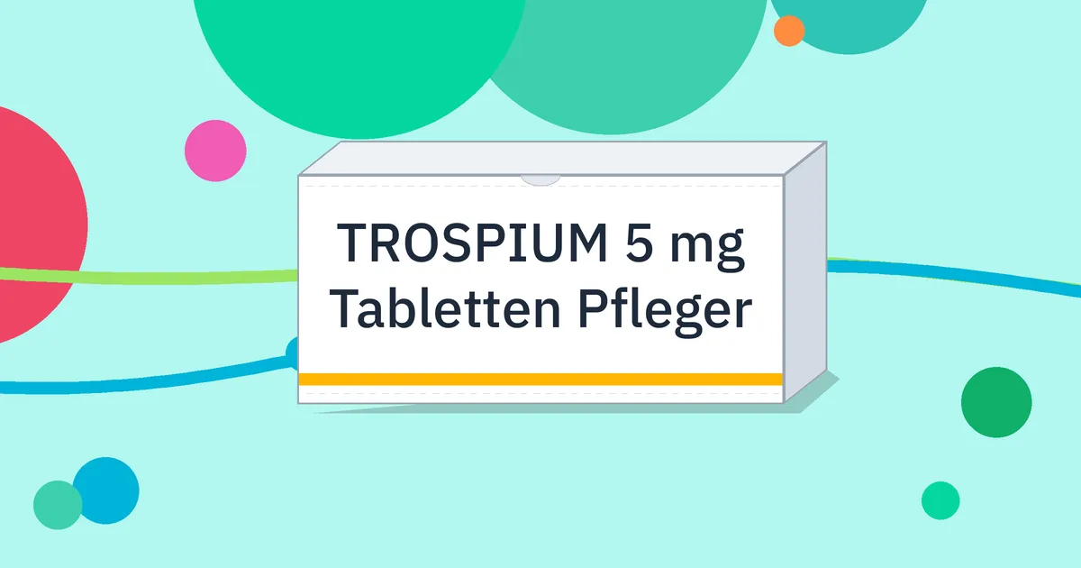 Symbolbild: Packung mit der Aufschrift TROSPIUM 5 mg Tabletten Pfleger (PZN 03647618) – Verfügbarkeit und Bezug in Apotheken in Frankfurt am Main