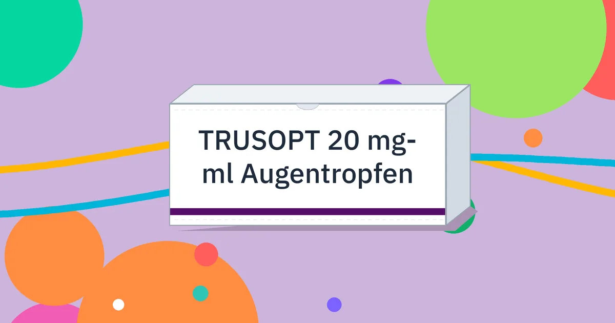 Symbolbild: Packung mit der Aufschrift TRUSOPT 20 mg-ml Augentropfen (PZN 11103513) – Verfügbarkeit und Bezug in Apotheken in Frankfurt am Main