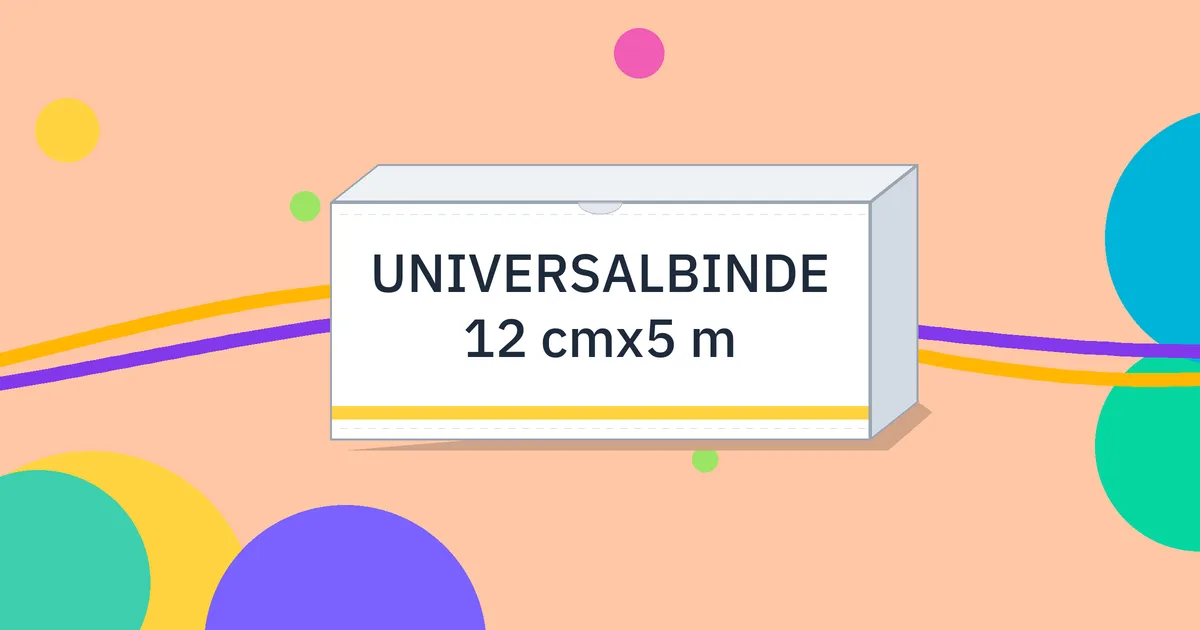 Symbolbild: Packung mit der Aufschrift UNIVERSALBINDE 12 cmx5 m (PZN 07095541) – Verfügbarkeit und Bezug in Apotheken in Frankfurt am Main