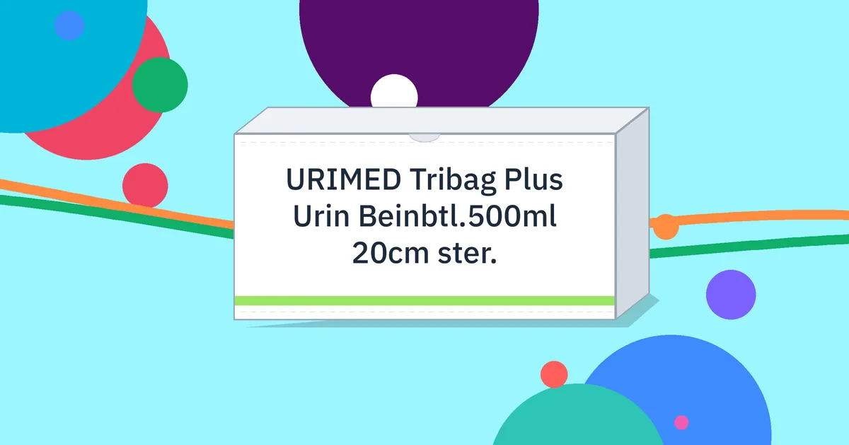 Symbolbild: Packung mit der Aufschrift URIMED Tribag Plus Urin Beinbtl.500ml 20cm ster. (PZN 05015874) – Verfügbarkeit und Bezug in Apotheken in Frankfurt am Main