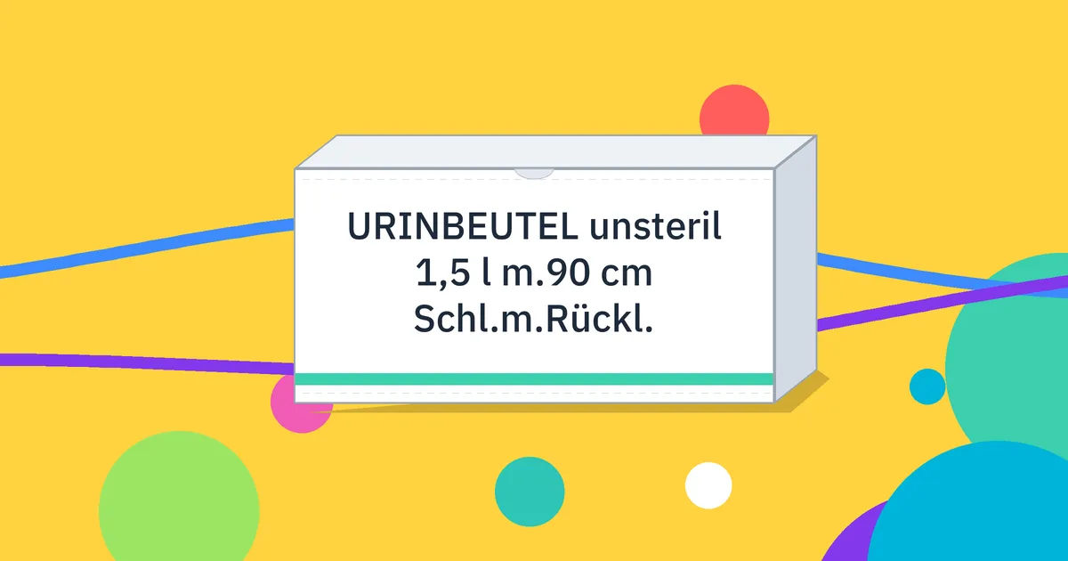 Symbolbild: Packung mit der Aufschrift URINBEUTEL unsteril 1,5 l m.90 cm Schl.m.Rückl. (PZN 02919411) – Verfügbarkeit und Bezug in Apotheken in Frankfurt am Main