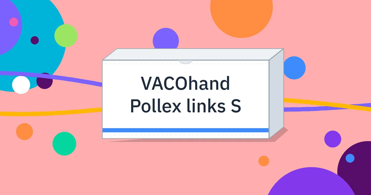 Symbolbild: Packung mit der Aufschrift VACOhand Pollex links S (PZN 06110474) – Verfügbarkeit und Bezug in Apotheken in Frankfurt am Main