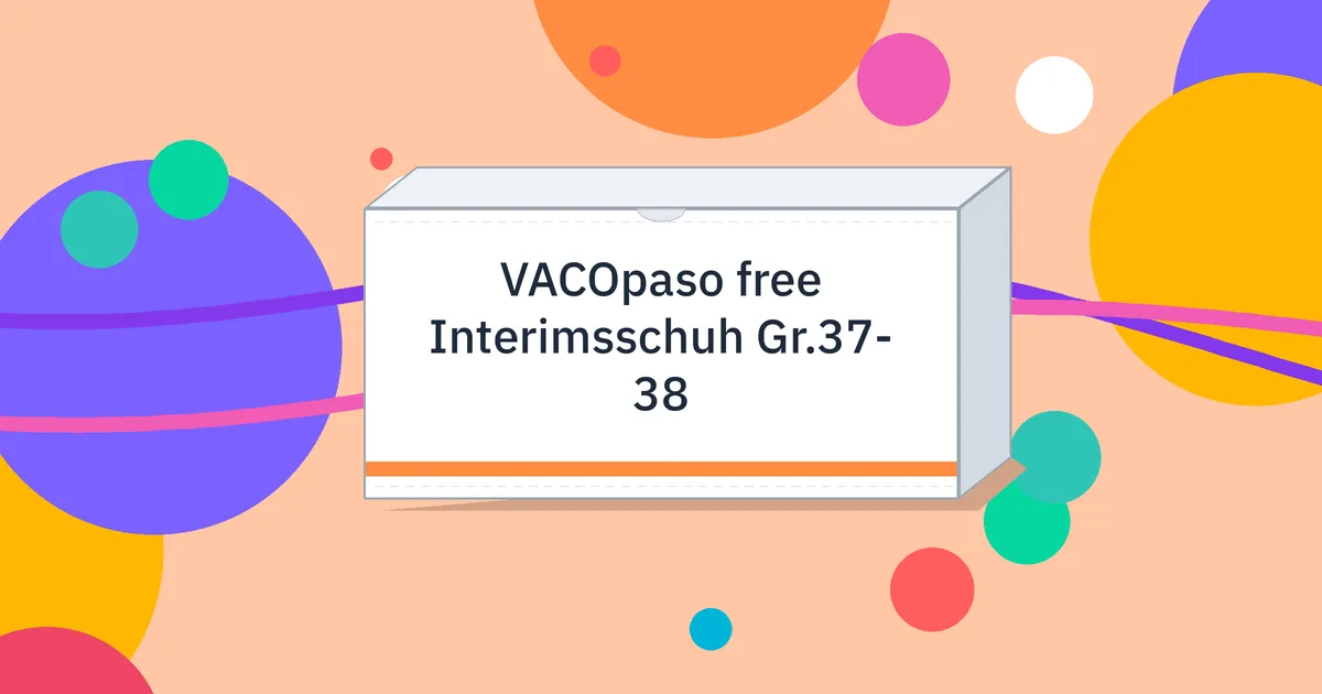 Symbolbild: Packung mit der Aufschrift VACOpaso free Interimsschuh Gr.37-38 (PZN 17519344) – Verfügbarkeit und Bezug in Apotheken in Frankfurt am Main