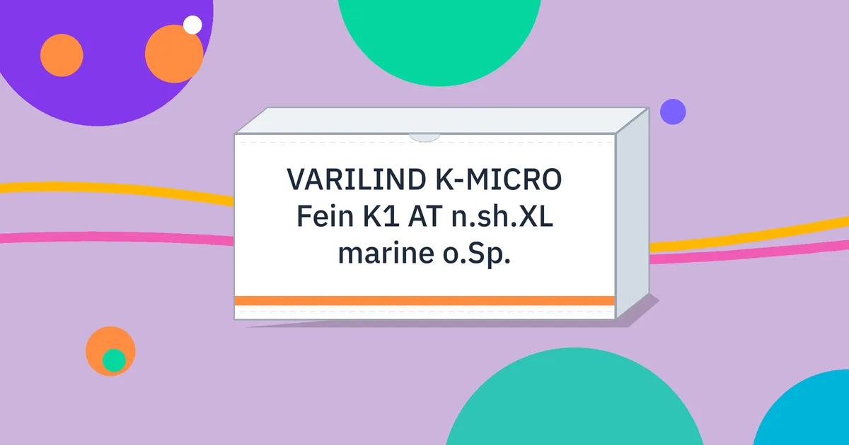 Symbolbild: Packung mit der Aufschrift VARILIND K-MICRO Fein K1 AT n.sh.XL marine o.Sp. (PZN 20552173) – Verfügbarkeit und Bezug in Apotheken in Frankfurt am Main