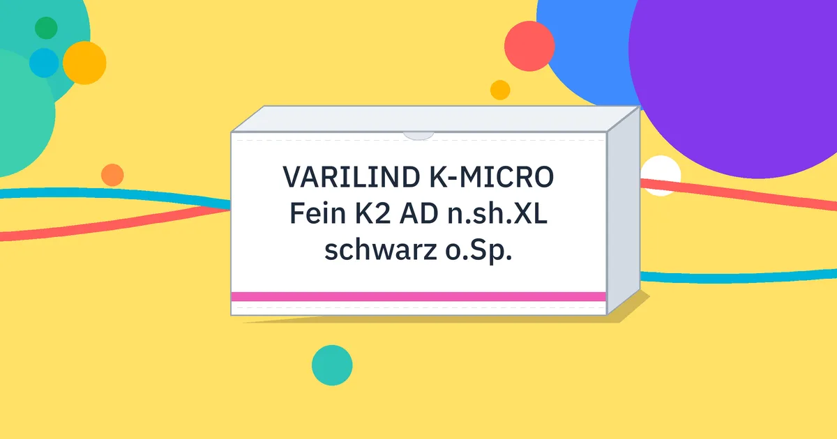 Symbolbild: Packung mit der Aufschrift VARILIND K-MICRO Fein K2 AD n.sh.XL schwarz o.Sp. (PZN 20559123) – Verfügbarkeit und Bezug in Apotheken in Frankfurt am Main