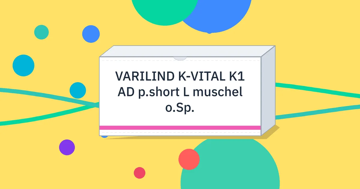 Symbolbild: Packung mit der Aufschrift VARILIND K-VITAL K1 AD p.short L muschel o.Sp. (PZN 20567298) – Verfügbarkeit und Bezug in Apotheken in Frankfurt am Main