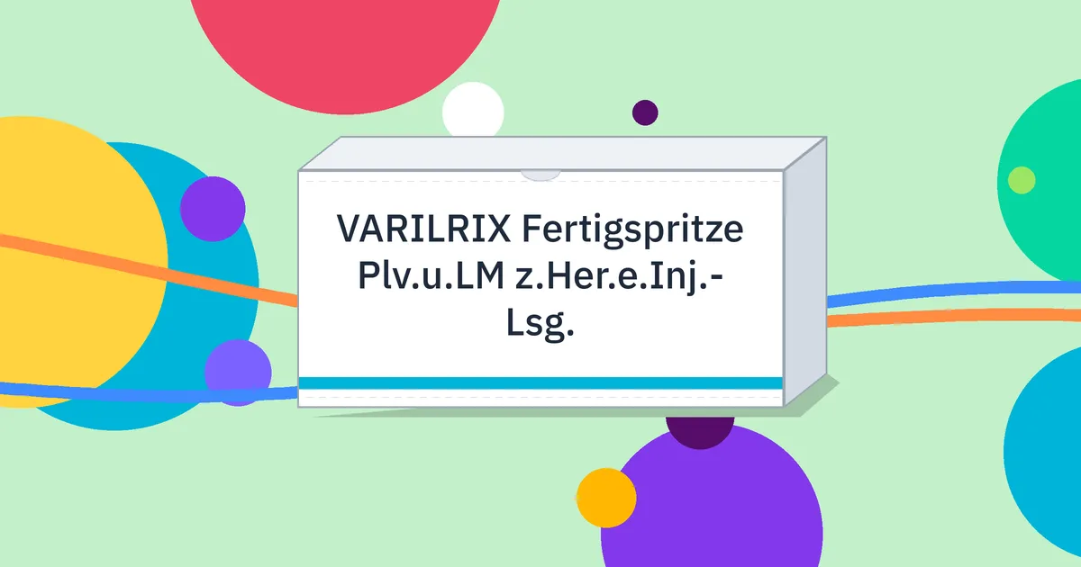 Symbolbild: Packung mit der Aufschrift VARILRIX Fertigspritze Plv.u.LM z.Her.e.Inj.-Lsg. (PZN 01124572) – Verfügbarkeit und Bezug in Apotheken in Frankfurt am Main