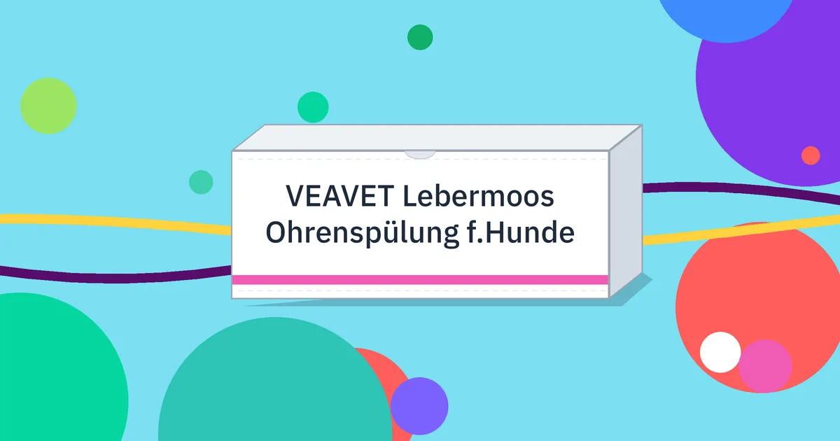 Symbolbild: Packung mit der Aufschrift VEAVET Lebermoos Ohrenspülung f.Hunde (PZN 18862400) – Verfügbarkeit und Bezug in Apotheken in Frankfurt am Main