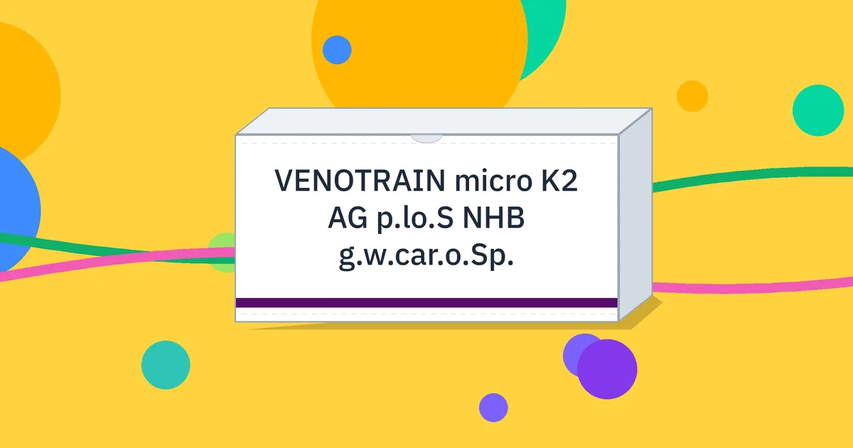 Symbolbild: Packung mit der Aufschrift VENOTRAIN micro K2 AG p.lo.S NHB g.w.car.o.Sp. (PZN 09026165) – Verfügbarkeit und Bezug in Apotheken in Frankfurt am Main