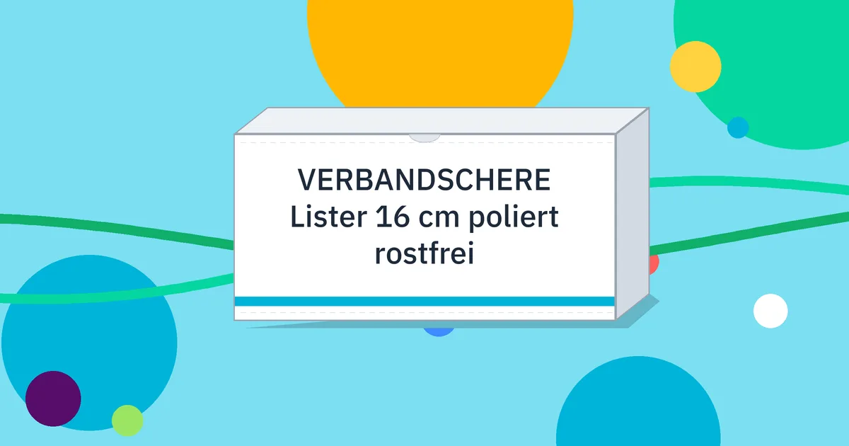 Symbolbild: Packung mit der Aufschrift VERBANDSCHERE Lister 16 cm poliert rostfrei (PZN 00523554) – Verfügbarkeit und Bezug in Apotheken in Frankfurt am Main