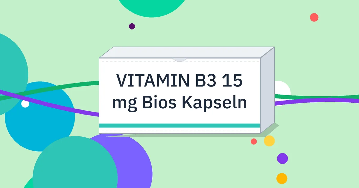 Symbolbild: Packung mit der Aufschrift VITAMIN B3 15 mg Bios Kapseln (PZN 09324661) – Verfügbarkeit und Bezug in Apotheken in Frankfurt am Main