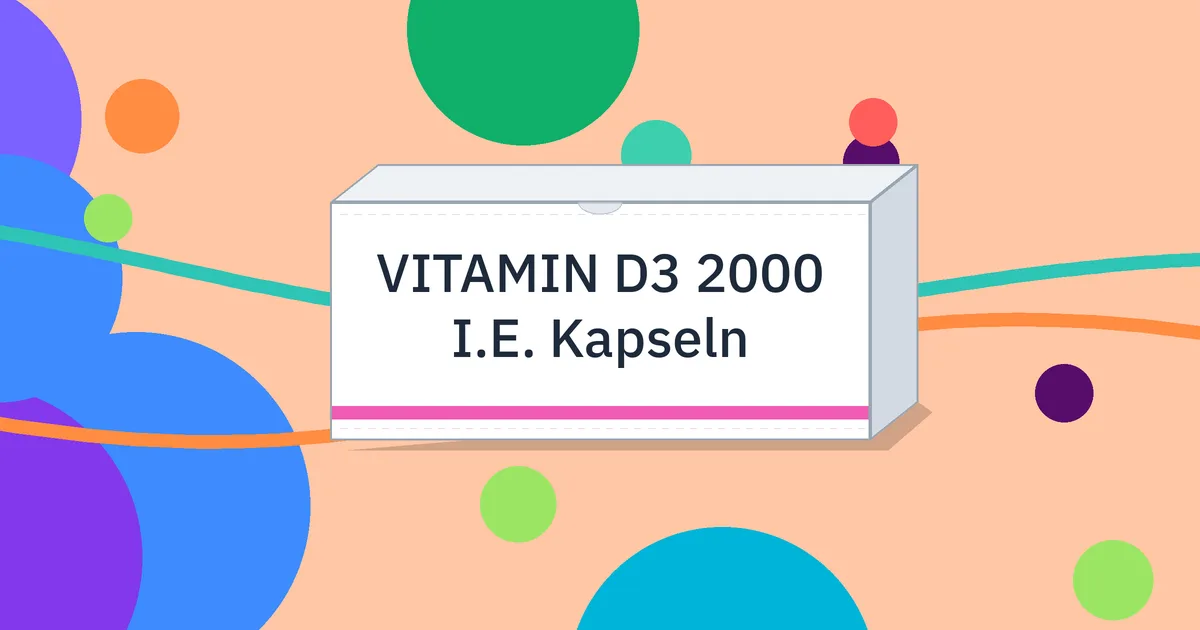 Symbolbild: Packung mit der Aufschrift VITAMIN D3 2000 I.E. Kapseln (PZN 16570113) – Verfügbarkeit und Bezug in Apotheken in Frankfurt am Main