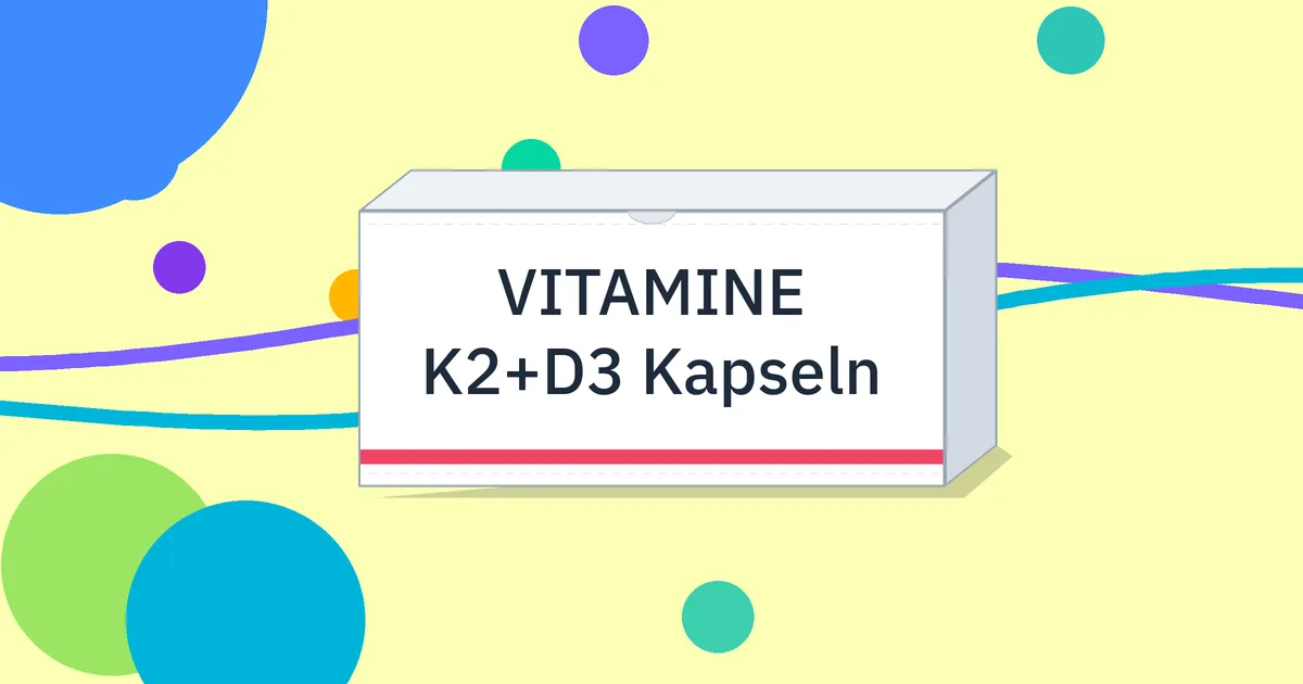 Symbolbild: Packung mit der Aufschrift VITAMINE K2+D3 Kapseln (PZN 18487327) – Verfügbarkeit und Bezug in Apotheken in Frankfurt am Main